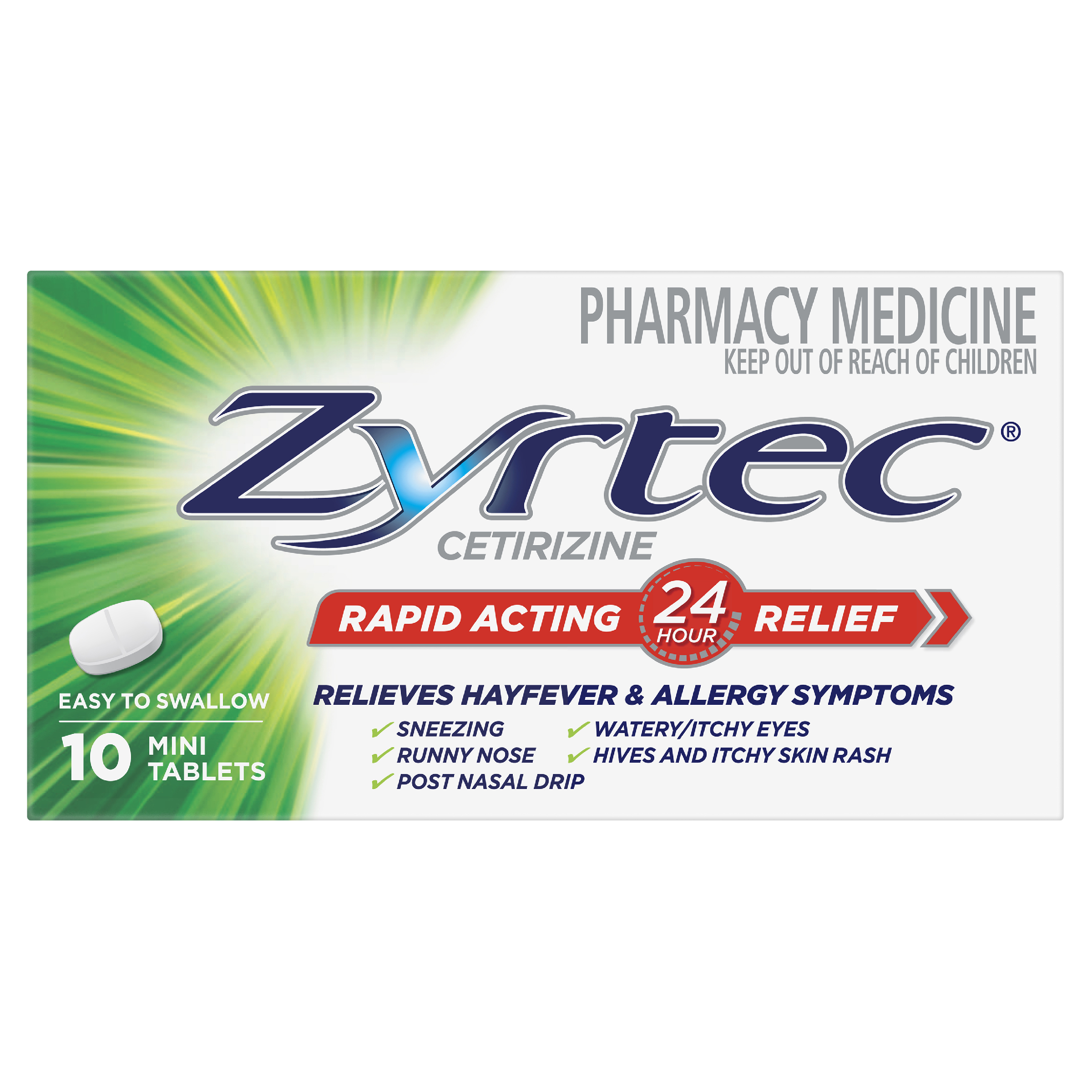Zyrtec Rapid Acting Relief 10 Mini Tablets
